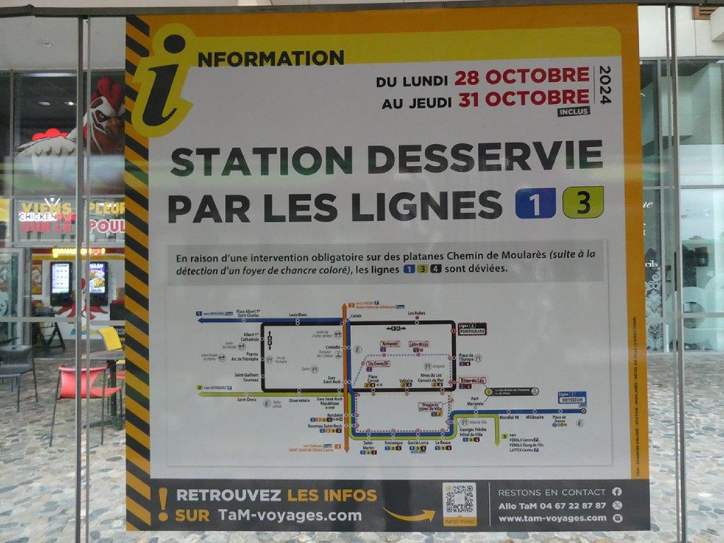29 octobre 2024 – A Montpellier, modifications des itinéraires des ...